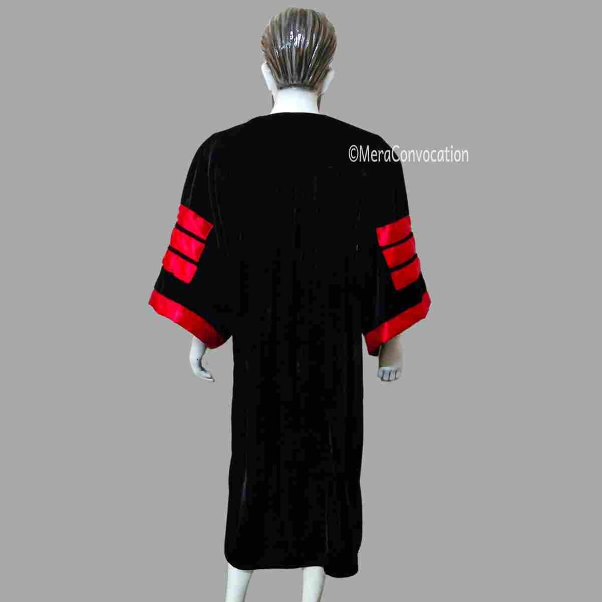 Black and Red Premium Velvet Graduation Gown and Cap – Mera Convocation