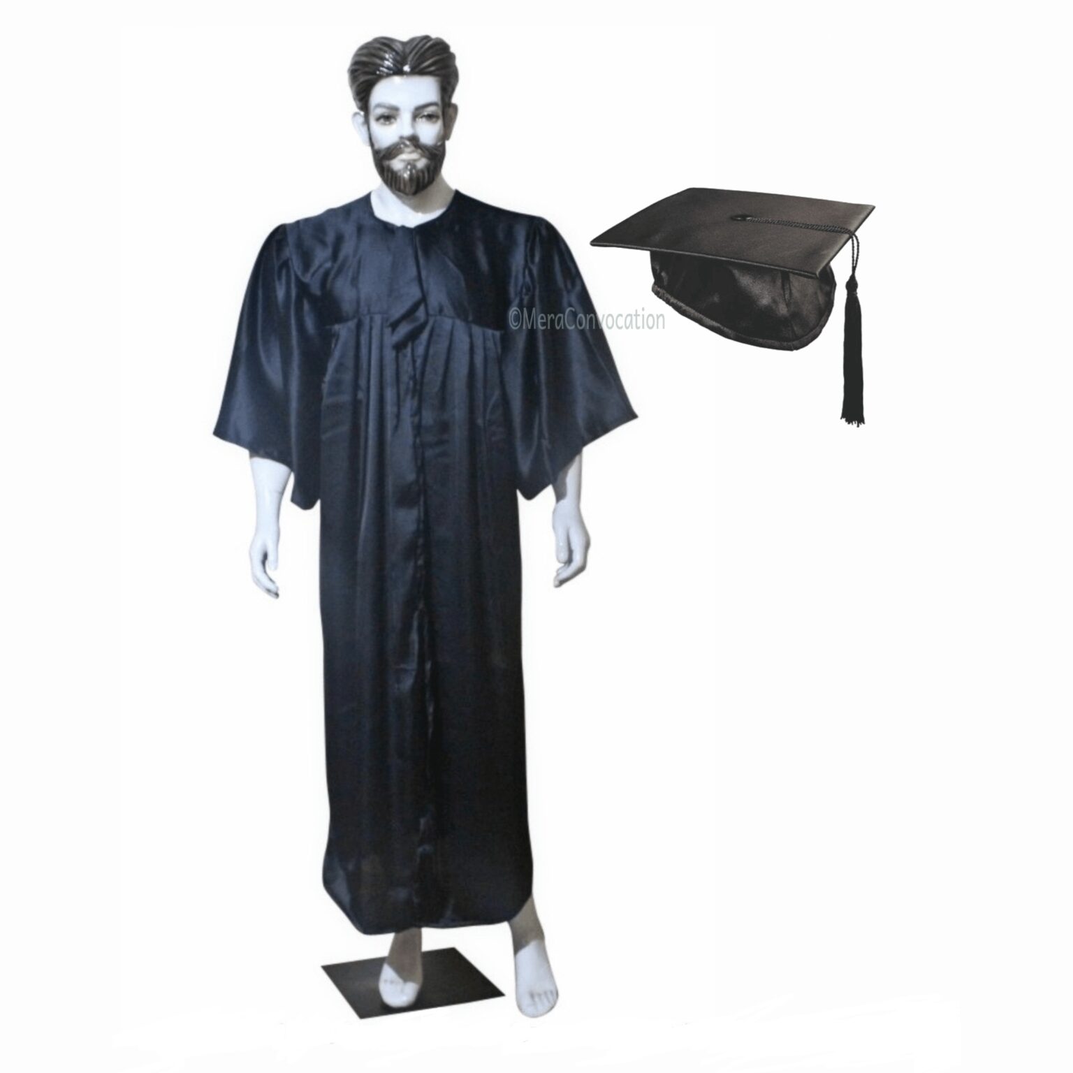 Black Shiny Front Open Graduation Gown and Cap – Mera Convocation