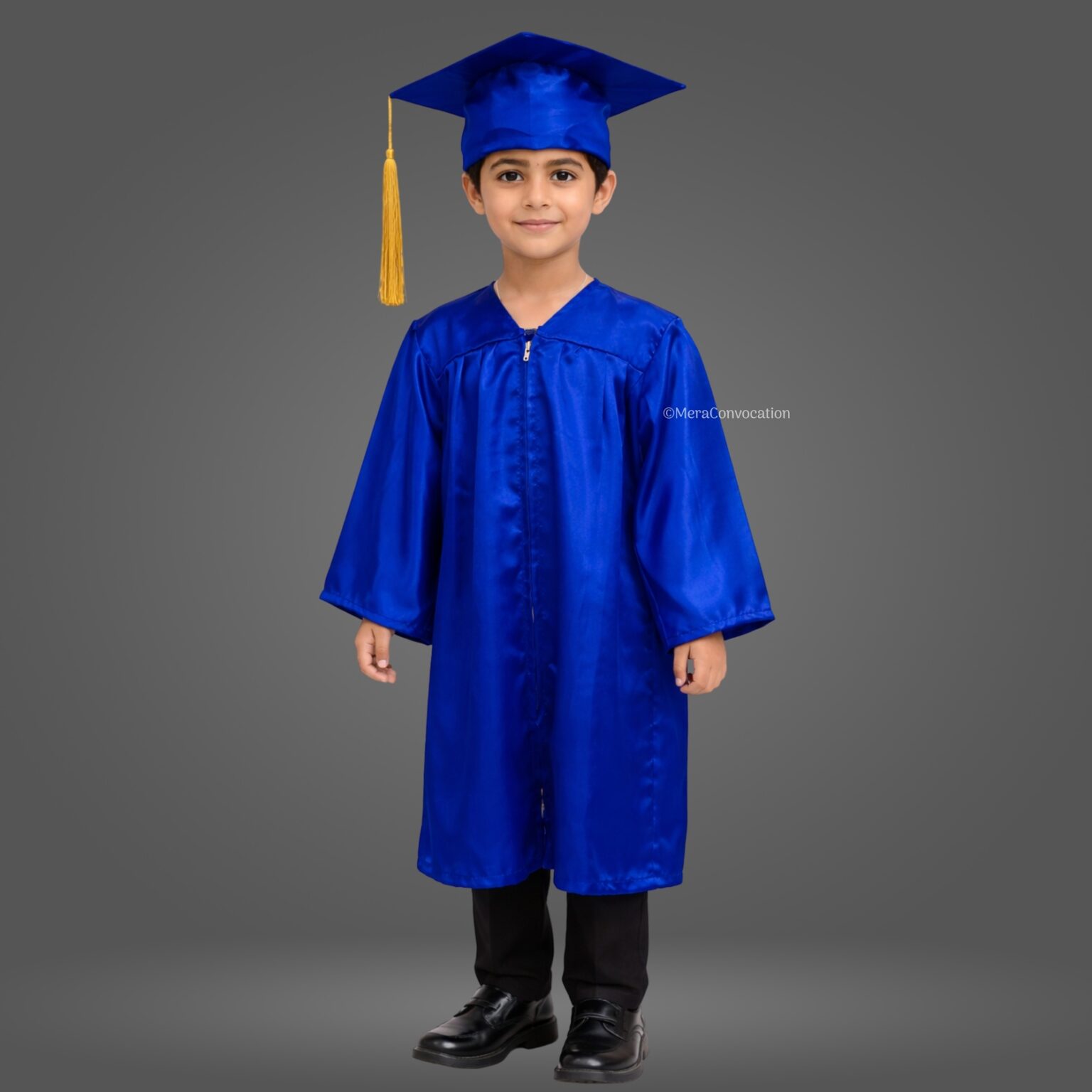 Royal Blue Shiny Kids Graduation Gown and Cap – Mera Convocation