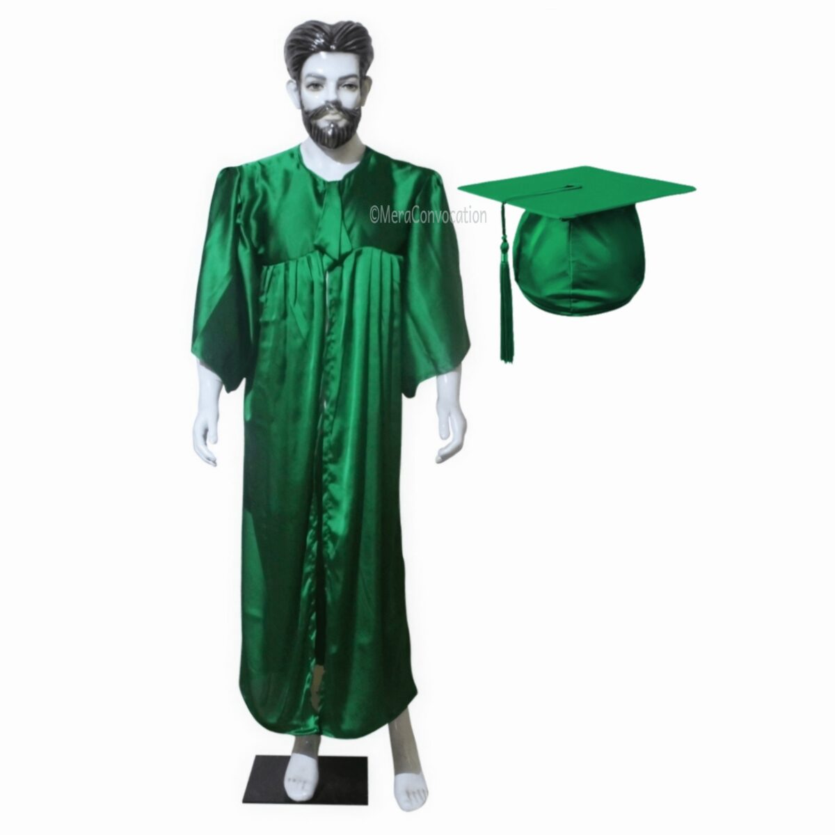 Green Shiny Front Open Graduation Gown and Cap – Mera Convocation