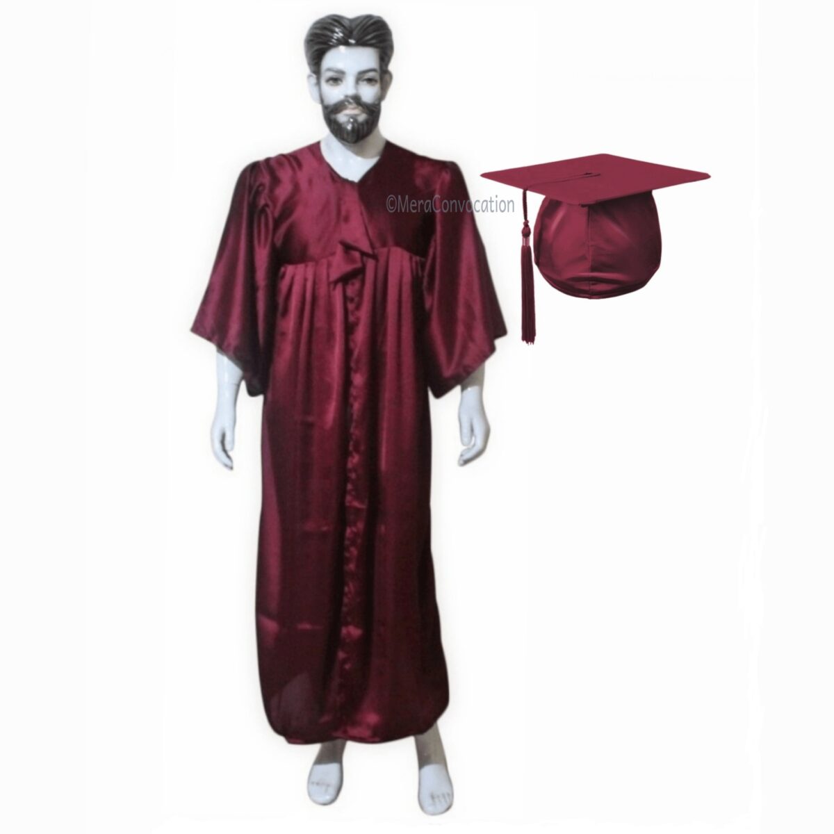 Maroon Shiny Front Open Graduation Gown and Cap – Mera Convocation