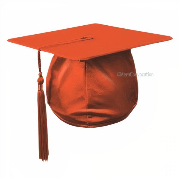 Orange Shiny Graduation Gown and Cap with Golden Border – Mera Convocation