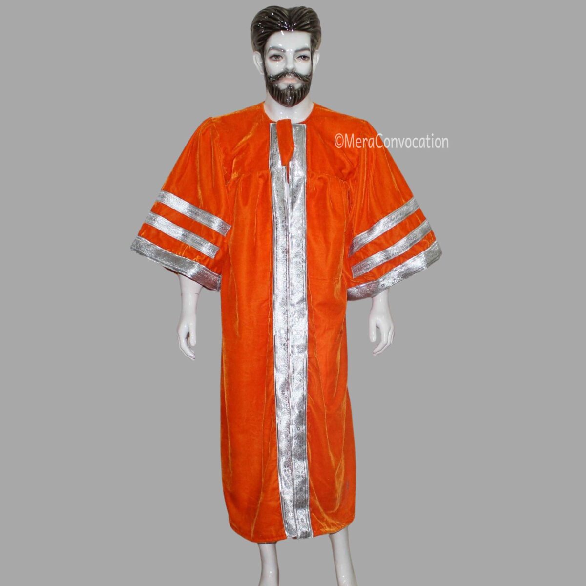 Orange and Silver Premium Velvet Graduation Gown and Cap – Mera Convocation