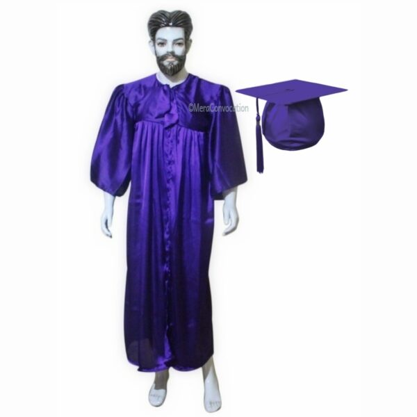 Purple Shiny Front Open Graduation Gown and Cap – Mera Convocation