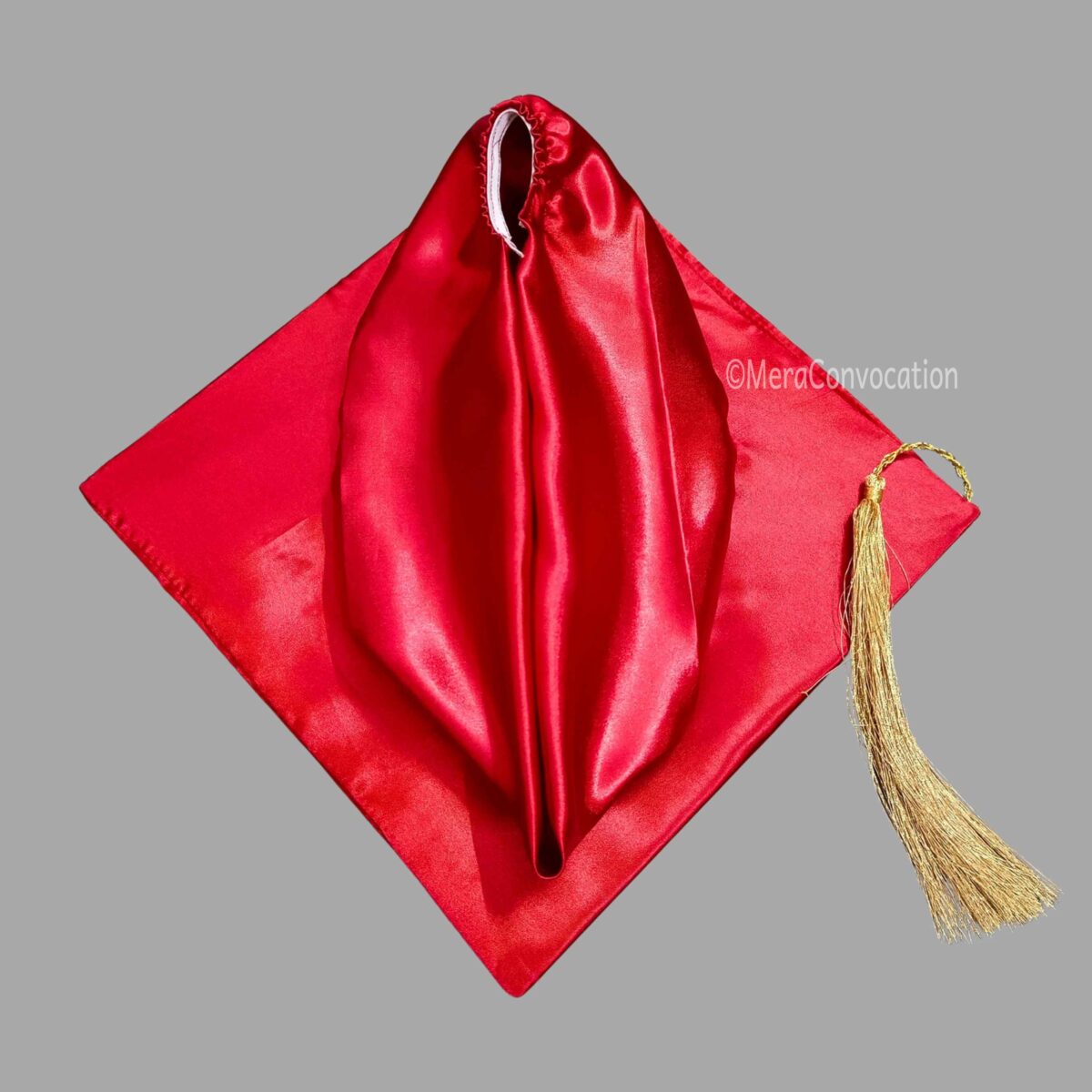 Red Shiny Kids Graduation Gown with Golden Border and Cap – Mera ...