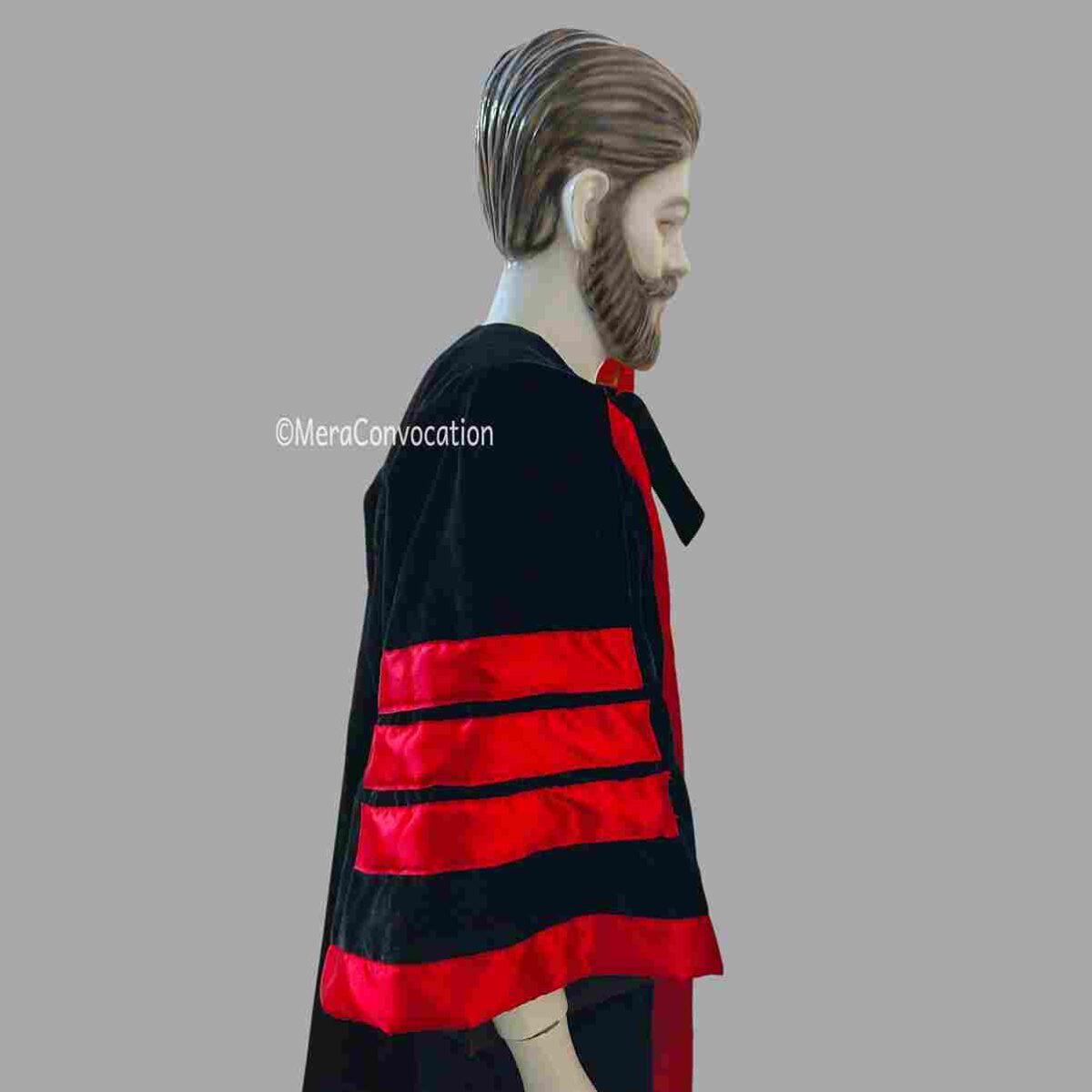 Black and Red Premium Velvet Graduation Gown and Cap – Mera Convocation