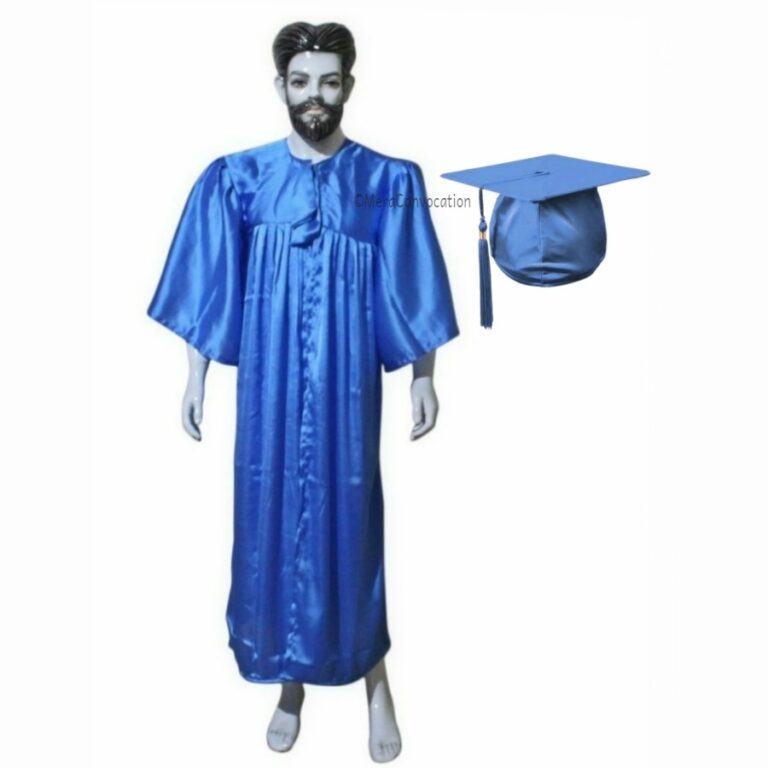 Sky Blue Shiny Front Open Graduation Gown and Cap – Mera Convocation