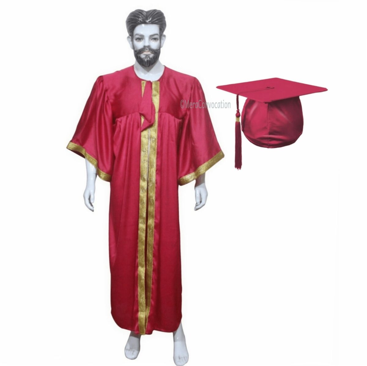 Pink Shiny Graduation Gown and Cap with Golden Border – Mera Convocation