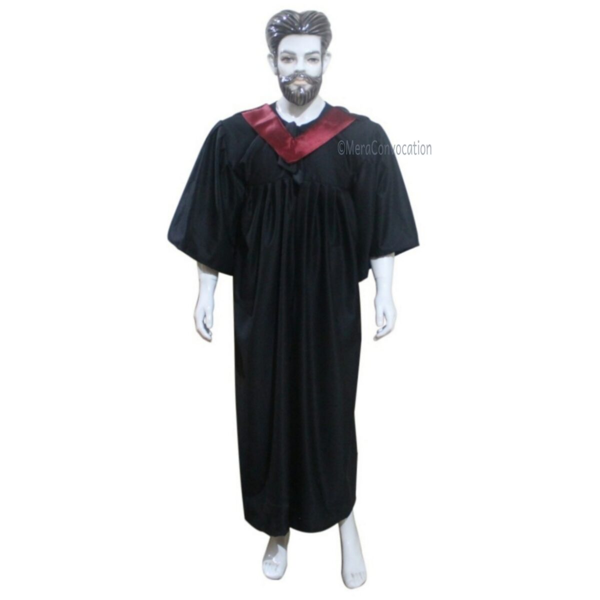 Black Graduation Gown and Cap with Maroon and Black Hood – Mera Convocation