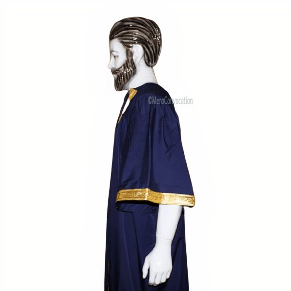 Navy Blue Matte Graduation Gown and Cap with Golden Border – Mera ...