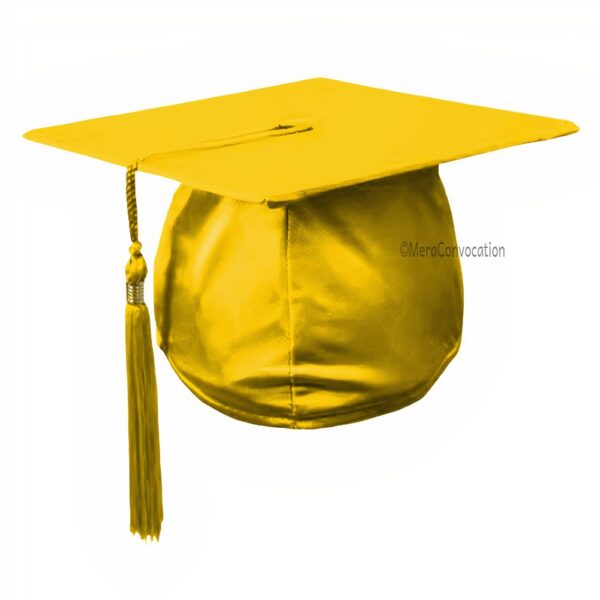 Yellow Shiny Graduation Gown and Cap with Golden Border – Mera Convocation
