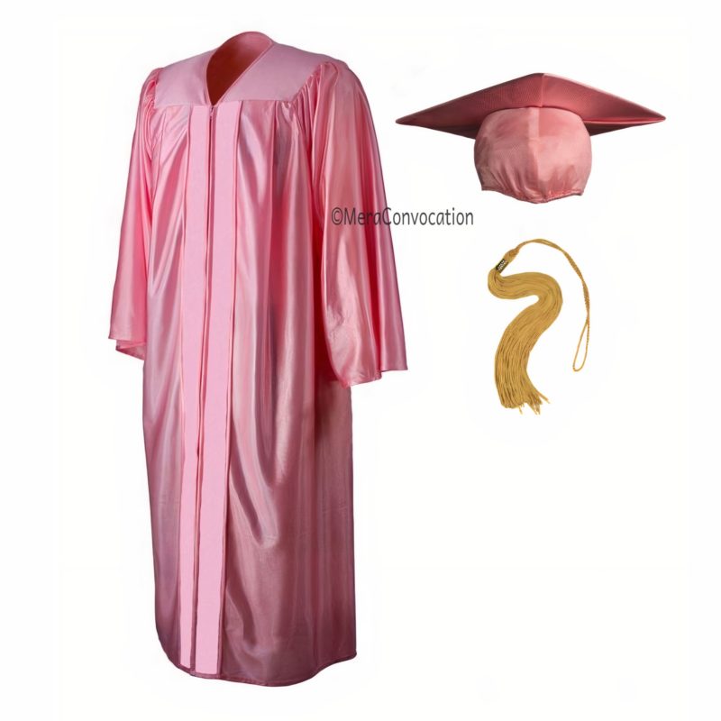 Pink Shiny Zipper Graduation Gown and Cap – Mera Convocation