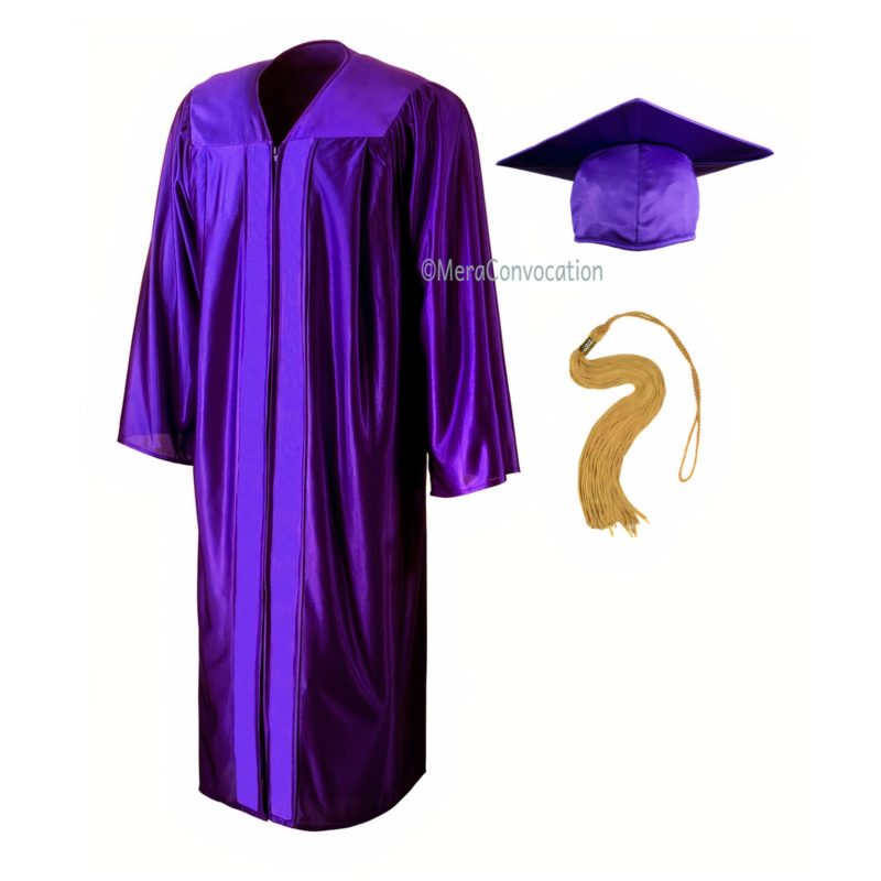 Purple Shiny Zipper Graduation Gown and Cap – Mera Convocation