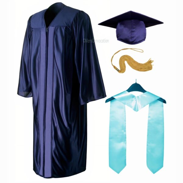 Navy Blue Graduation Stole with Yellow Piping – Mera Convocation