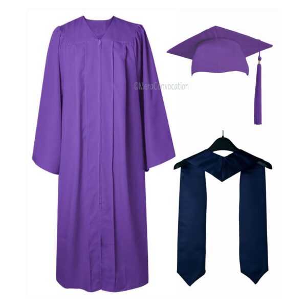 Sky Blue Stole with Black Zipper Gown and Cap – Mera Convocation
