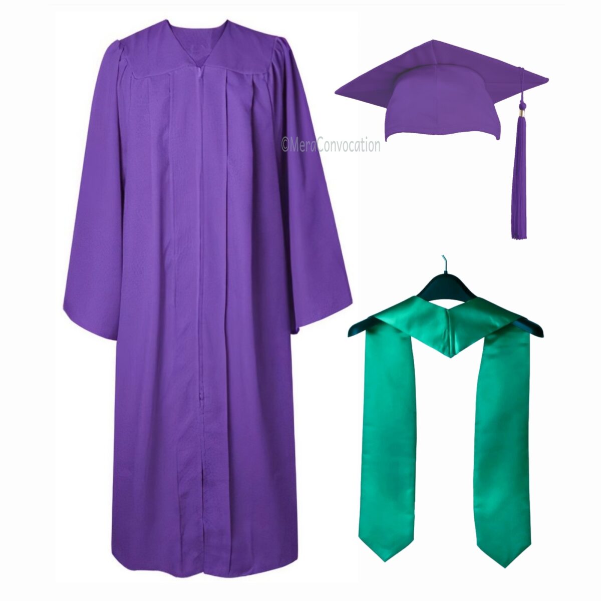 Sky Blue Stole with Black Zipper Gown and Cap – Mera Convocation