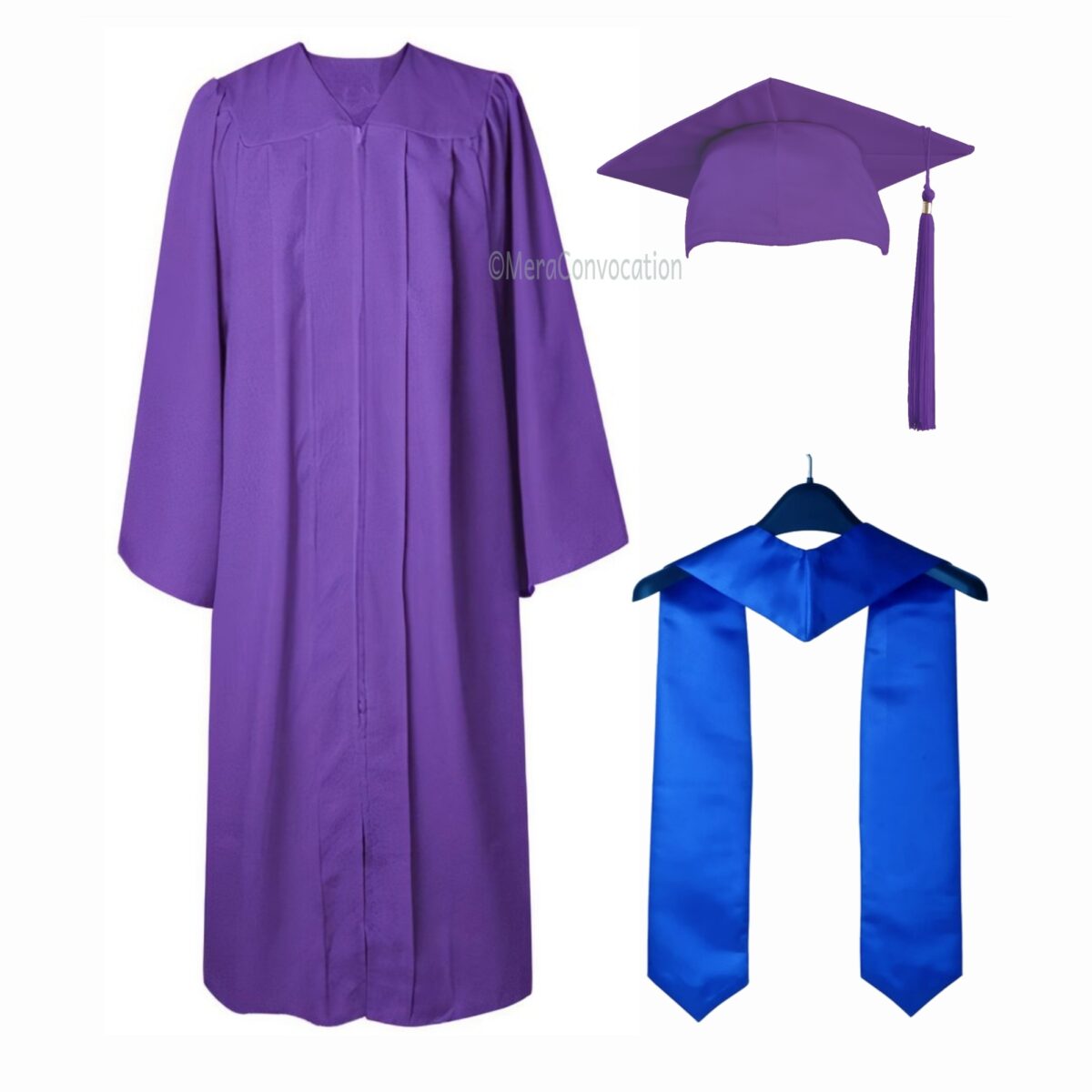 Sky Blue Shiny Kids Graduation Gown with Golden Border and Cap – Mera ...