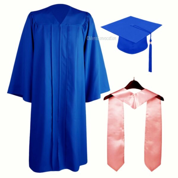 Royal Blue Shiny Front Open Graduation Gown and Cap – Mera Convocation