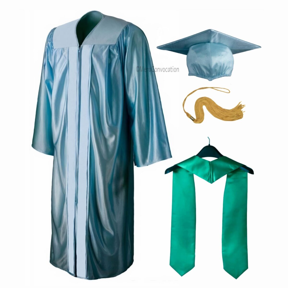 Black Graduation Gown and Cap with Orange Scarf – Mera Convocation