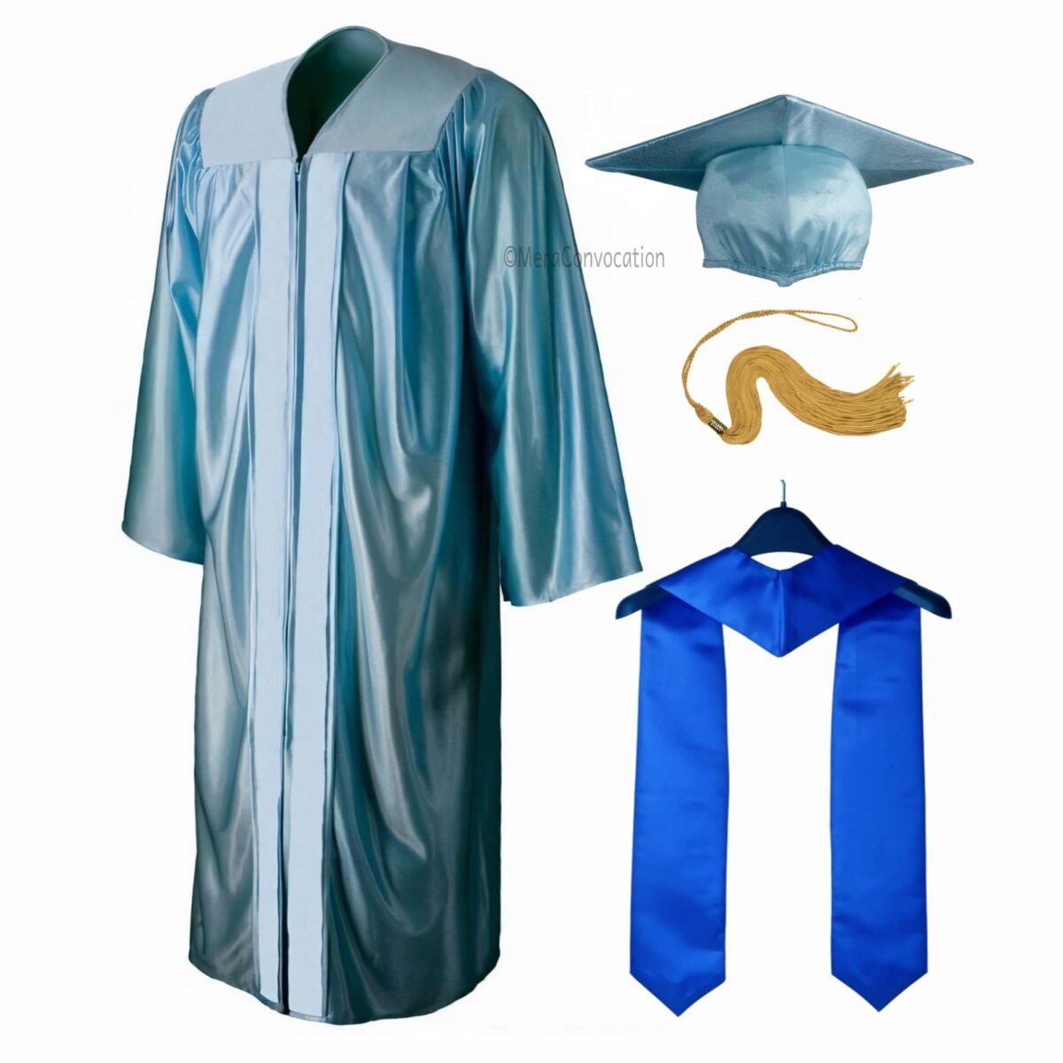 Black Graduation Gown and Cap with Golden Scarf – Mera Convocation