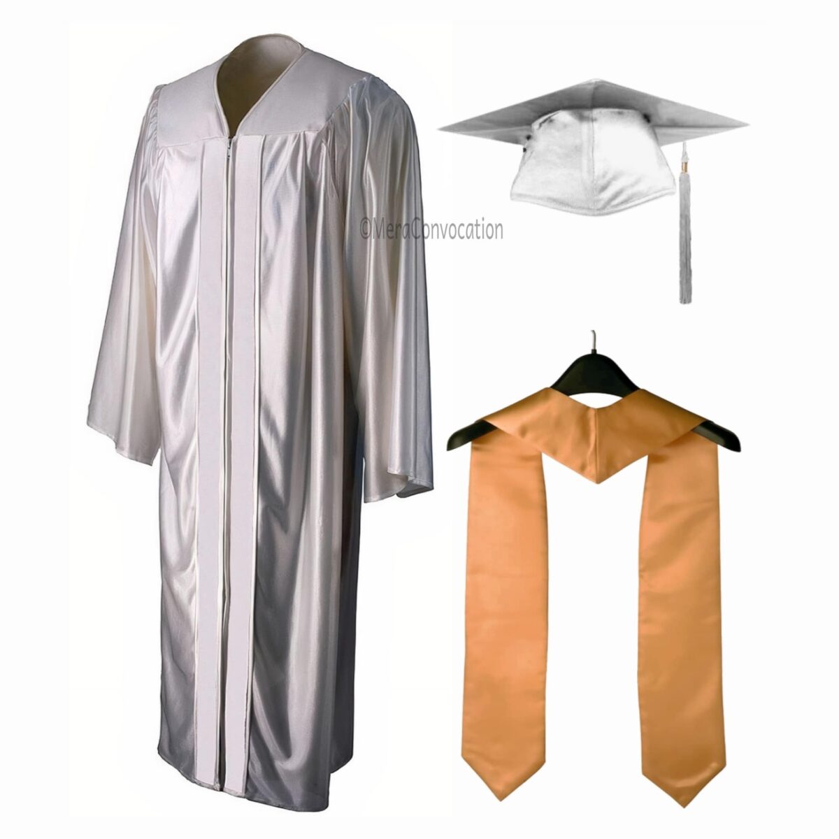 Black Graduation Gown and Cap with Red and Golden Hood – Mera Convocation