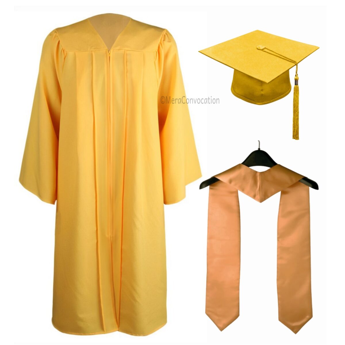 Yellow Shiny Primary Graduation Gown and Cap – Mera Convocation