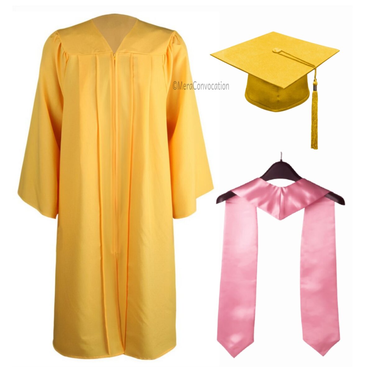 Yellow Shiny Primary Graduation Gown and Cap – Mera Convocation