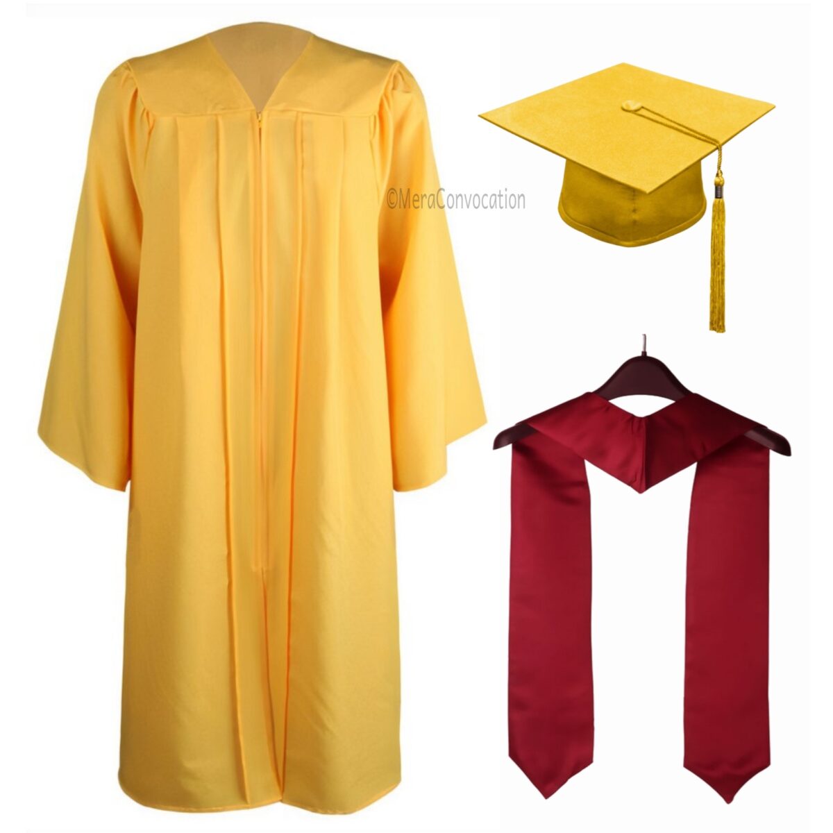 Black Graduation Stole with Yellow Piping – Mera Convocation