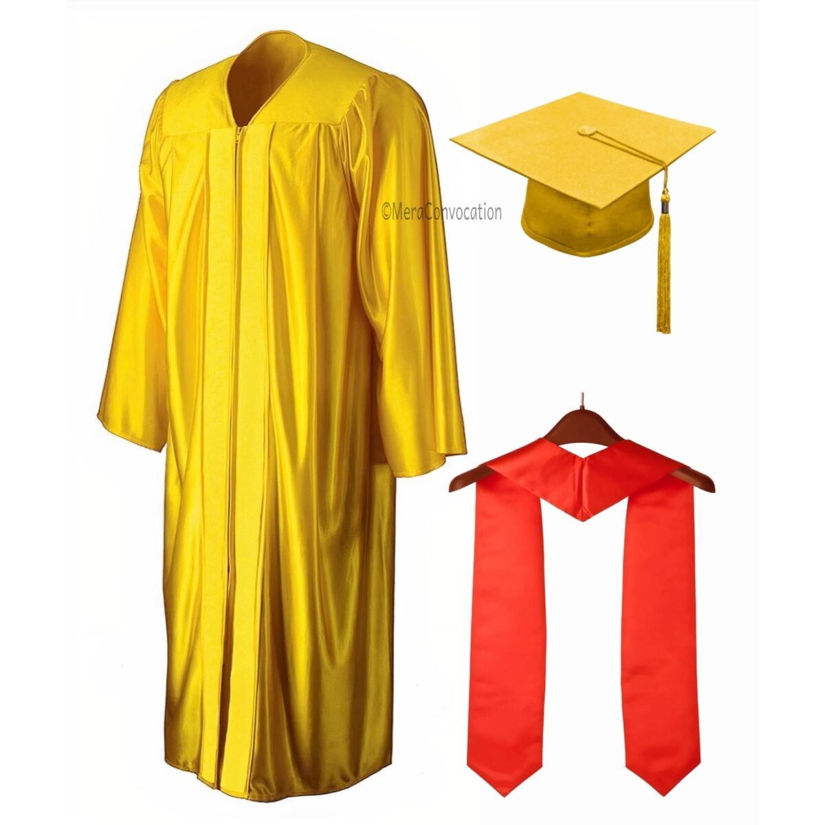 Red Traditional Cotton Stole with Golden Border – Mera Convocation