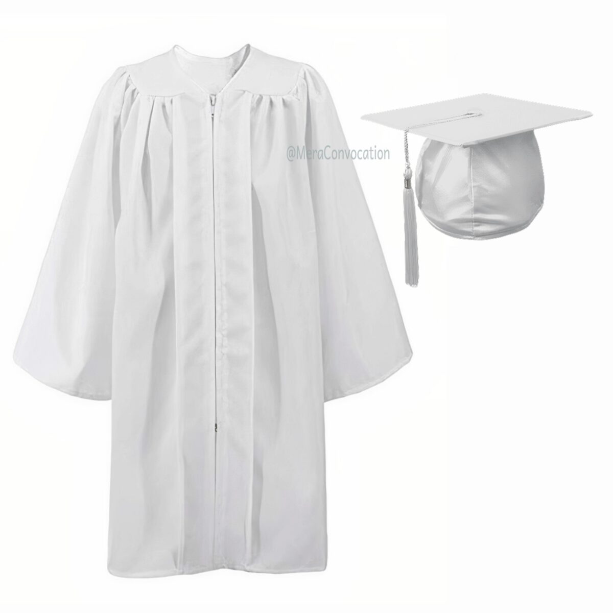 White Matte Primary Graduation Gown and Cap – Mera Convocation