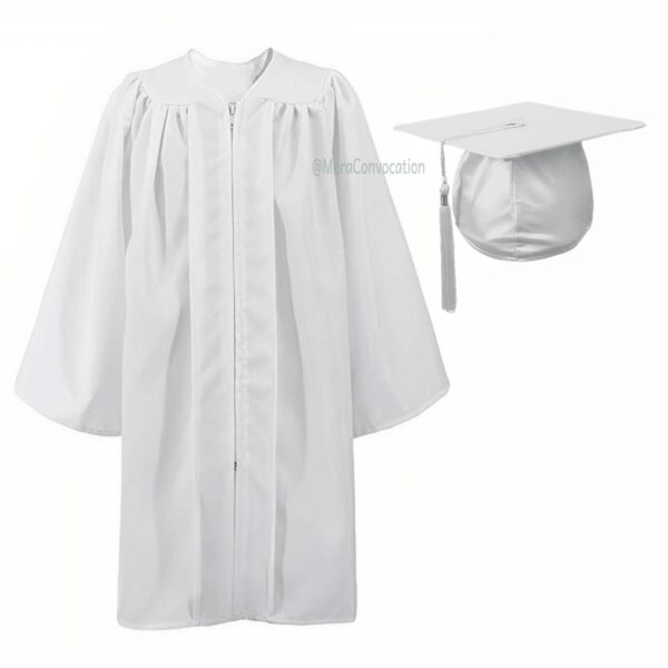 White Matte Primary Graduation Gown and Cap – Mera Convocation
