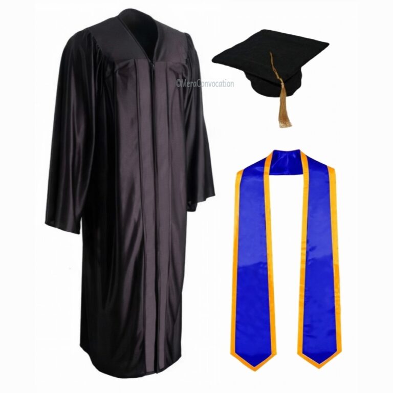 Royal Blue Stole & Yellow Piping with Black Shiny Zipper Convocation ...