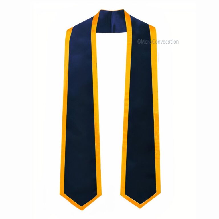 Navy Blue Graduation Stole with Yellow Piping – Mera Convocation