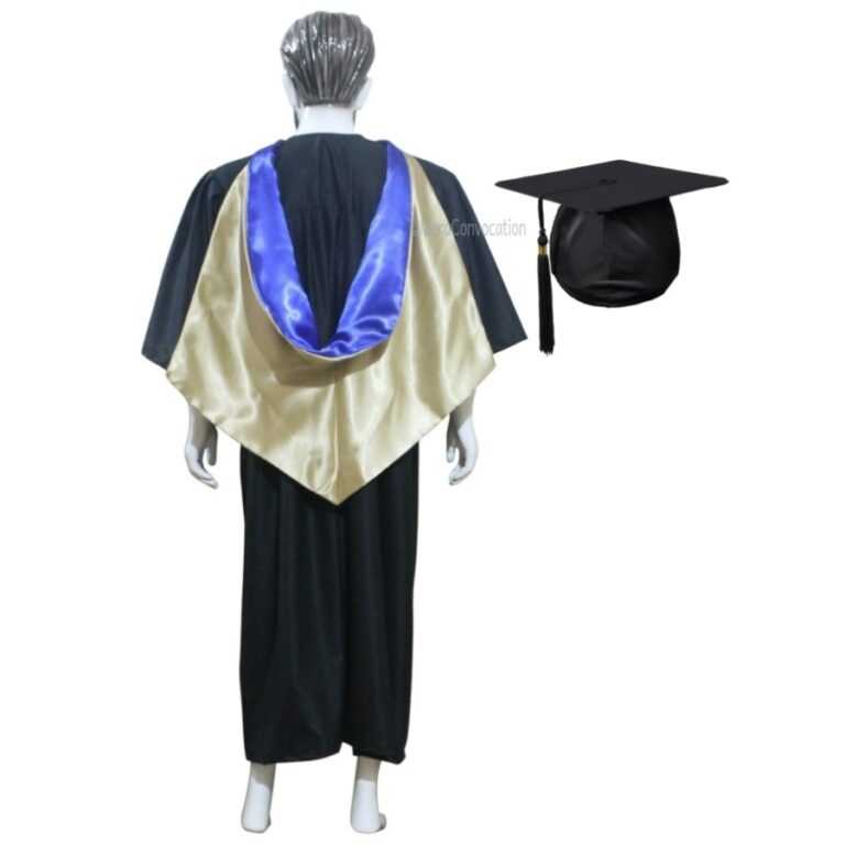 Black Shiny Graduation Gown and Cap with Golden Border – Mera Convocation
