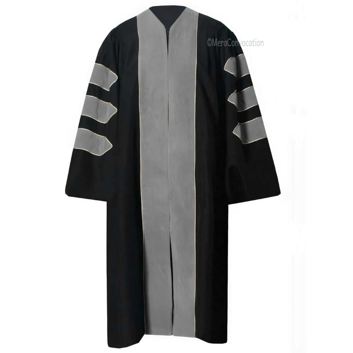 Black Doctoral Graduation Gown and Cap with Grey Border – Mera Convocation