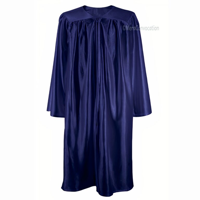 Navy Blue Shiny High School Graduation Gown and Cap – Mera Convocation