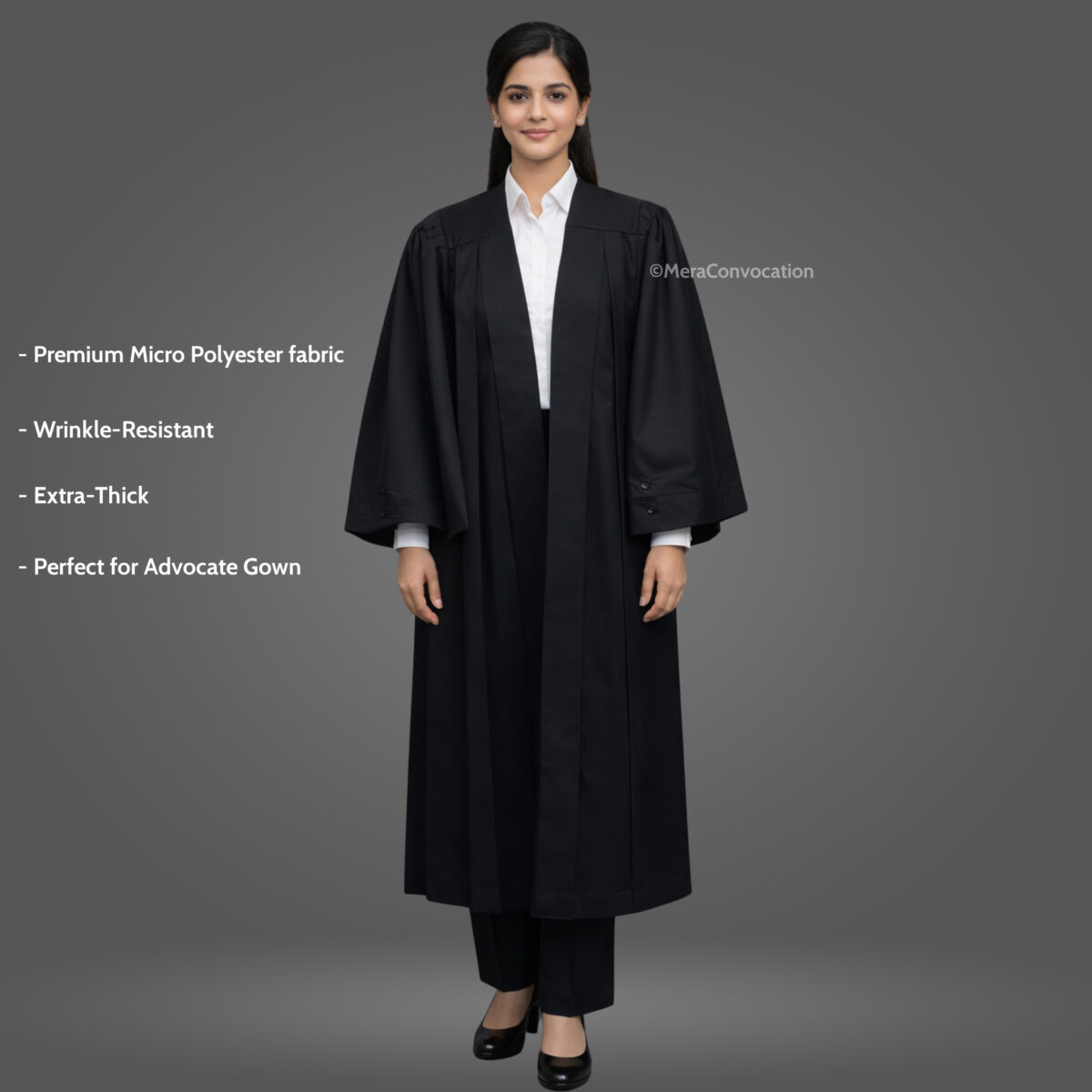 Premium Advocate Gown with White Neck Band – Mera Convocation