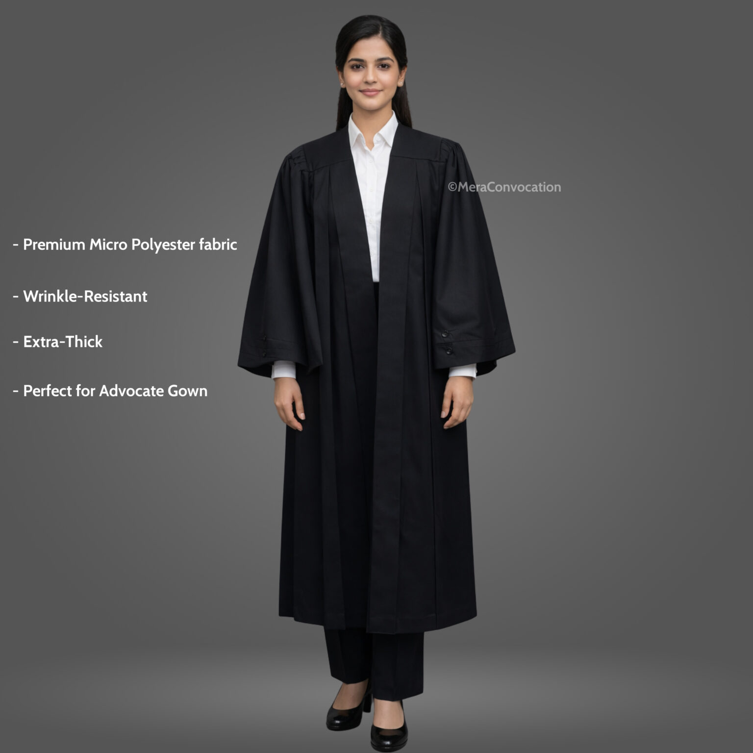 Premium Advocate Gown with White Neck Band – Mera Convocation