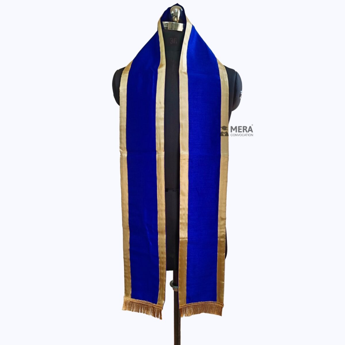 Royal Blue Traditional Cotton Stole with Golden Border – Mera Convocation