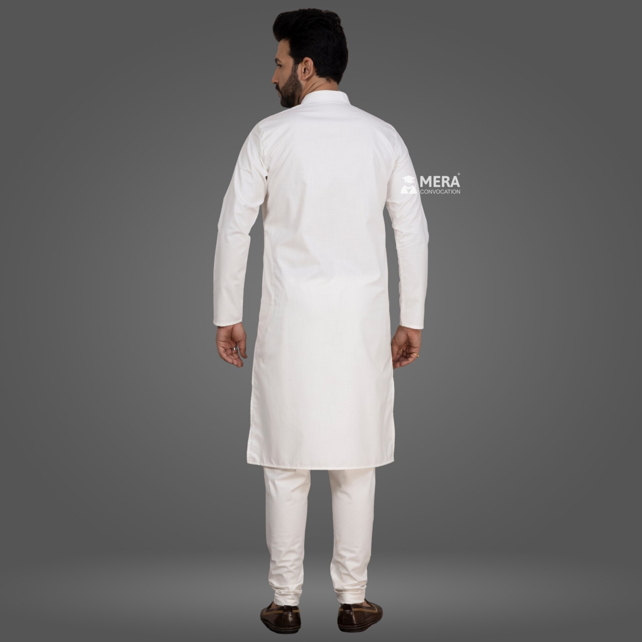 White Kurta Pajama and Purple Stole with Golden Border – Mera Convocation
