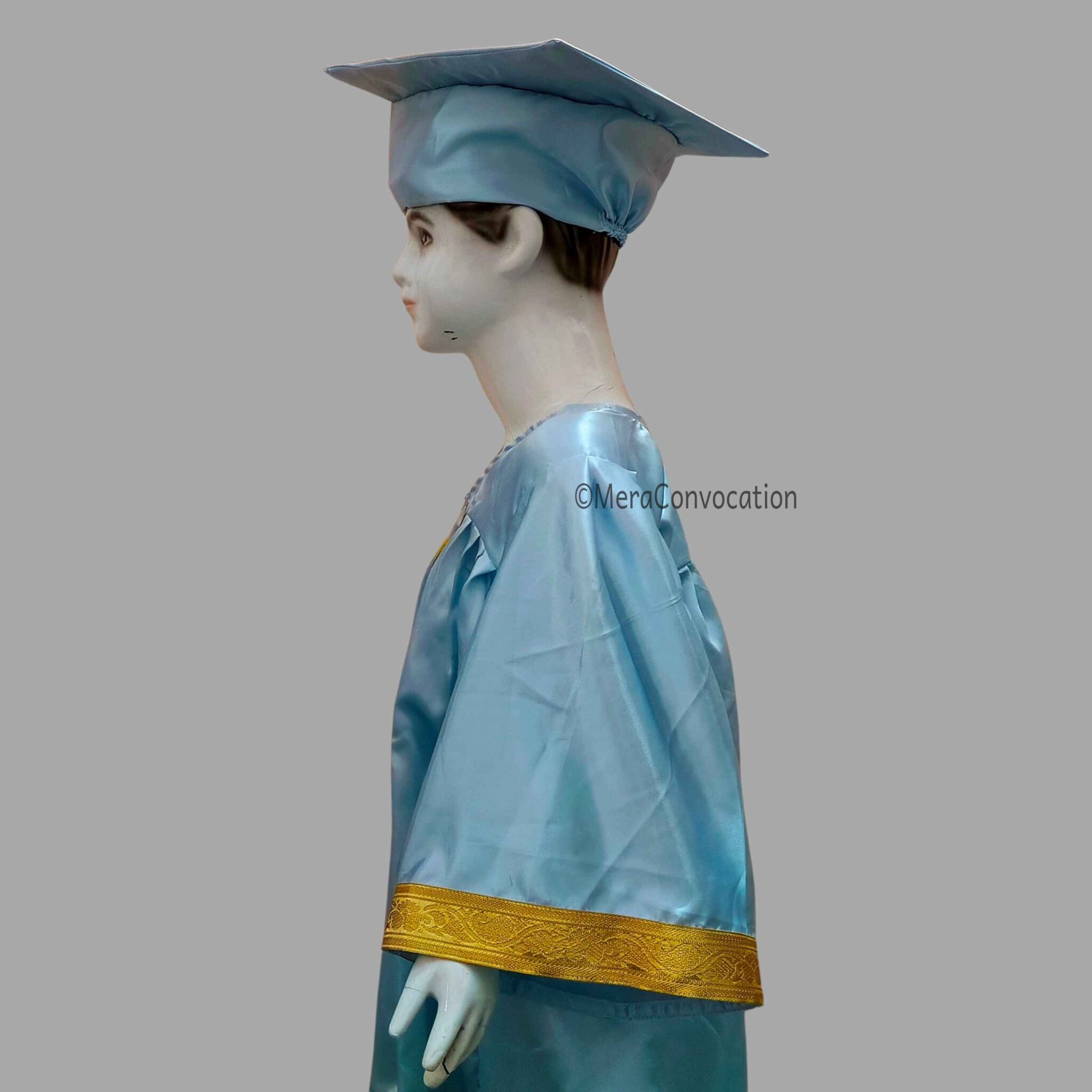 Gray Shiny Kids Graduation Gown with Golden Border and Cap – Mera ...