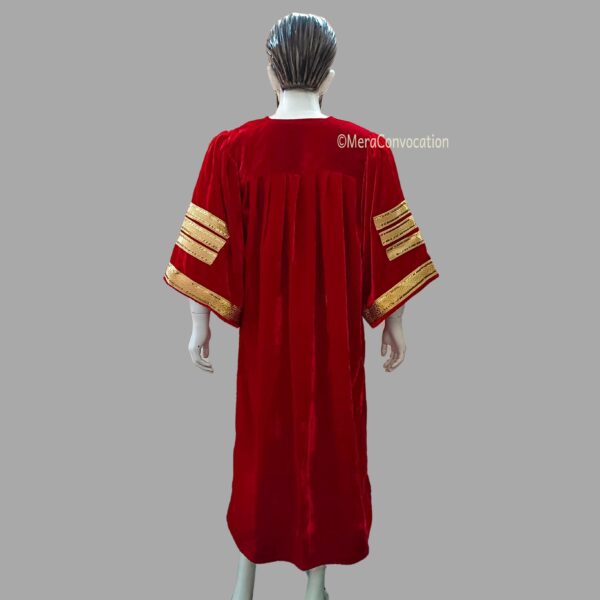 Red Premium Velvet Graduation Gown and Cap – Three Sleeves Border ...