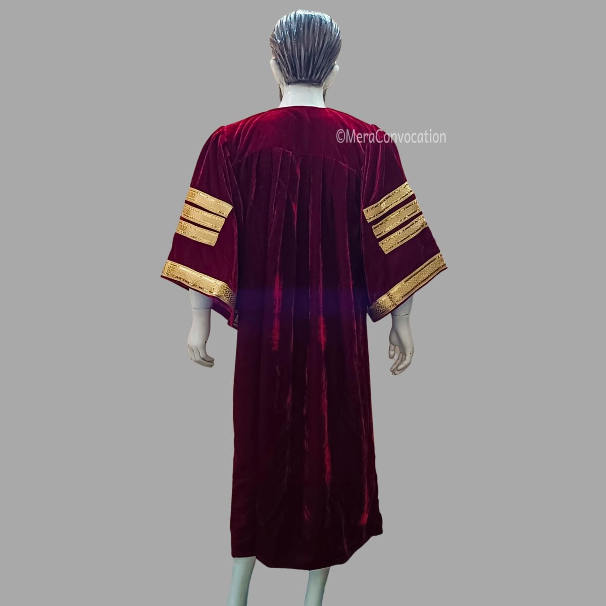 Maroon Premium Velvet Graduation Gown and Cap – Three Sleeves Border ...