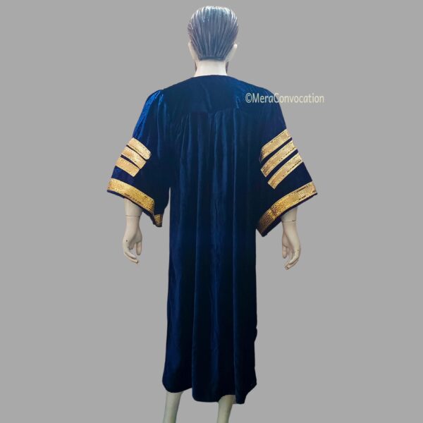 Navy Blue Premium Velvet Graduation Gown and Cap – Three Sleeves Border ...
