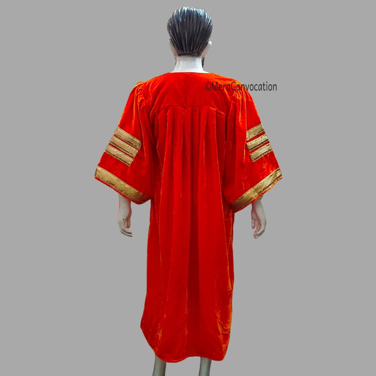 Orange Premium Velvet Graduation Gown and Cap – Three Sleeves Border ...
